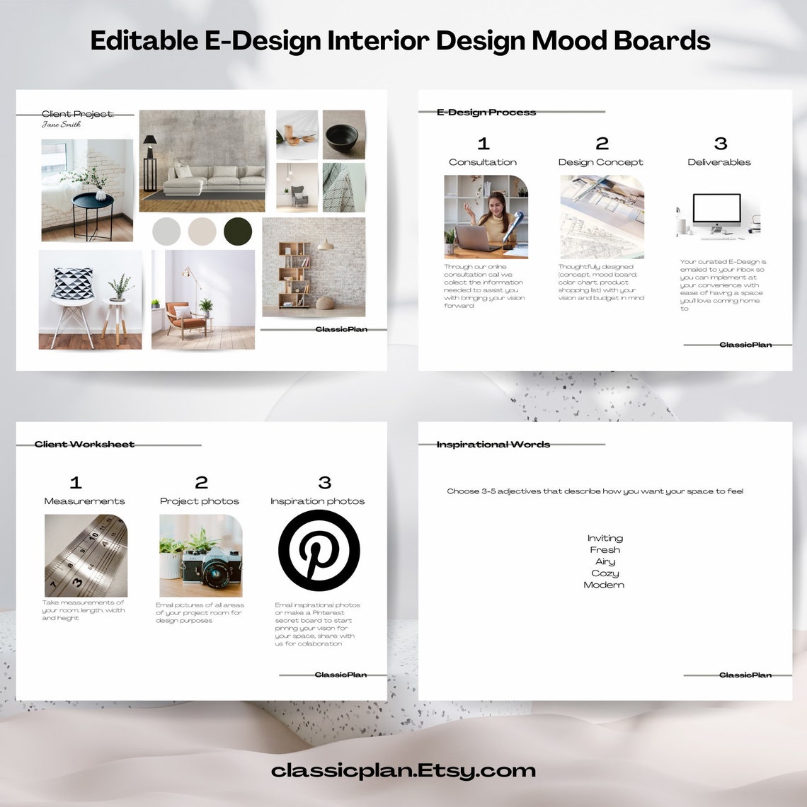 Editable E-design Client Presentation Mood Board Template - Etsy