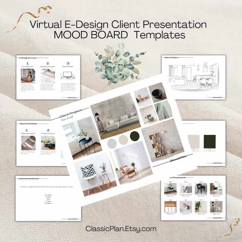 Editable E-design Client Presentation Mood Board Template - Etsy