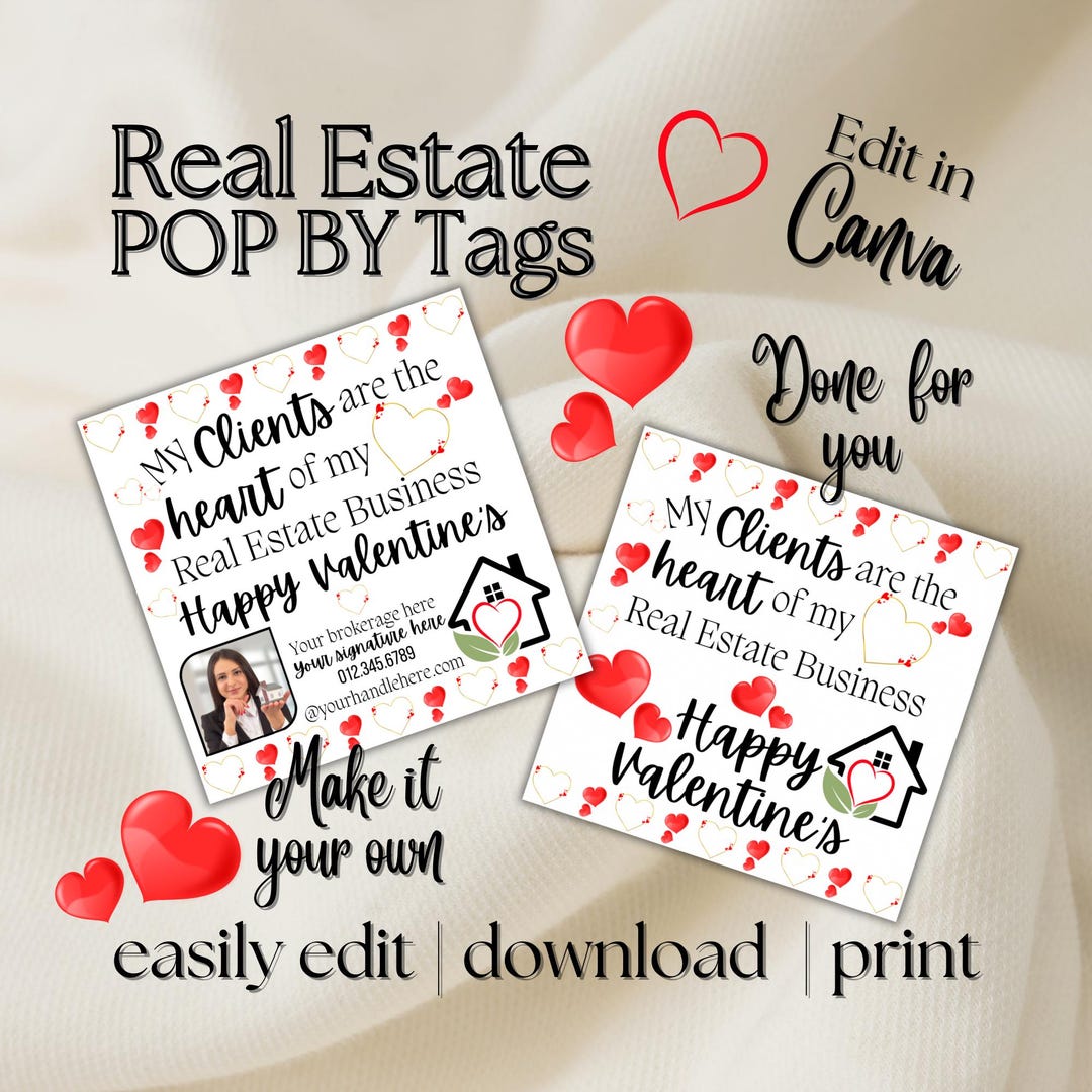 REALTOR VALENTINE Popby Editable Canva Template Marketing My Clients ...