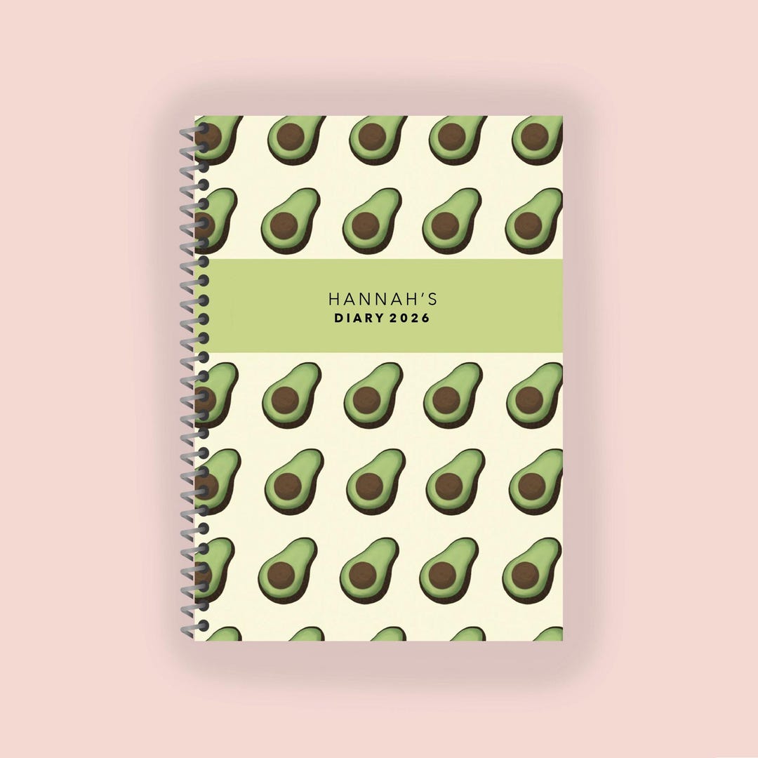 2026 Diary, A5, Personalised Diary, Avocado Diary, Week to View ...