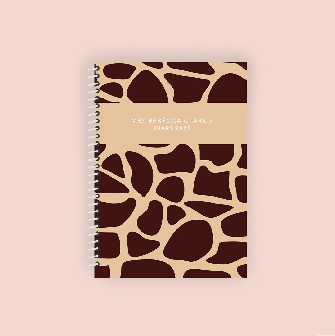 2025, A5, Giraffe Print Diary, Personalised Diary, Week to View ...