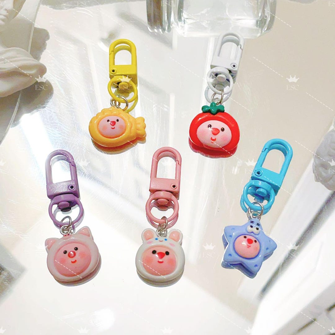 SET of 5 Handmade DIY Cartoon Cute Animation Loopy Keychain Bagchain ...