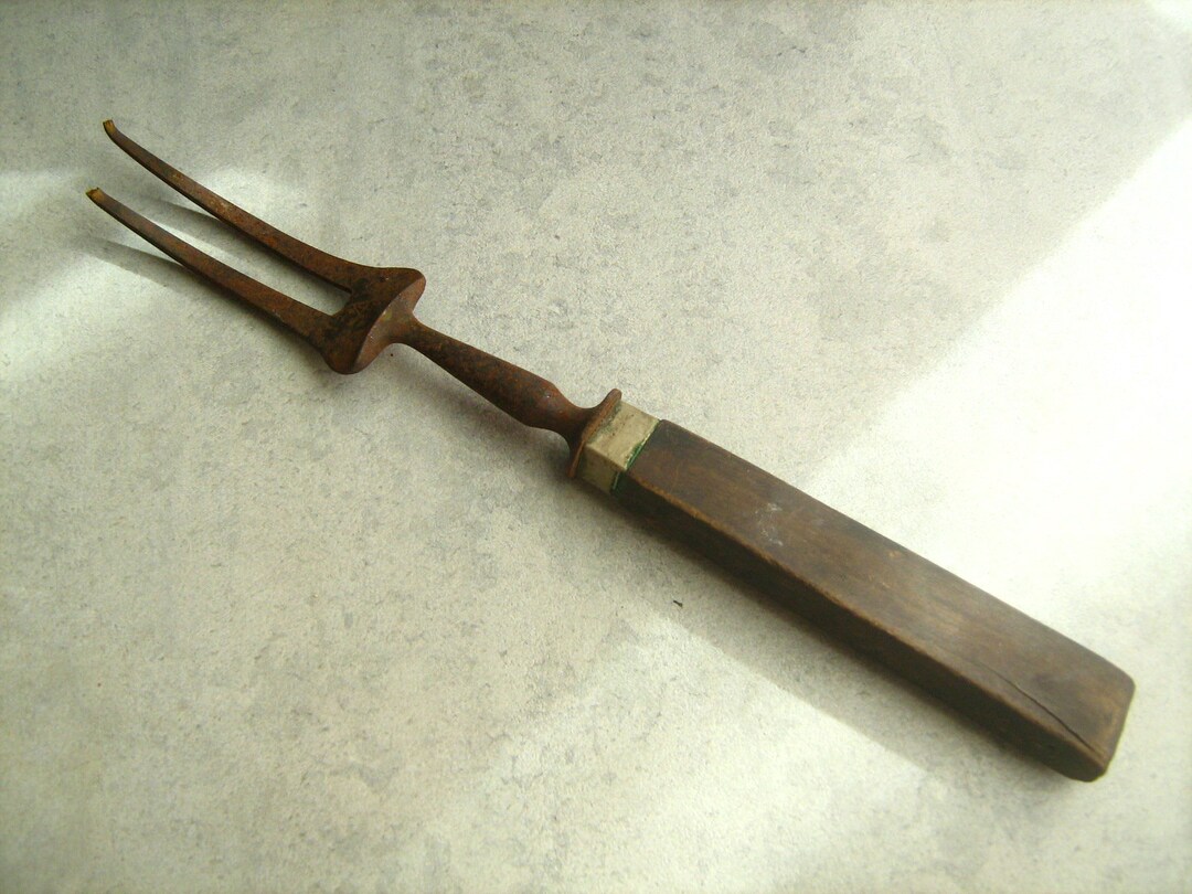 Two Pronged Antique Rustic Meat Fork Two Toothed Rusty Barbeque Stove ...