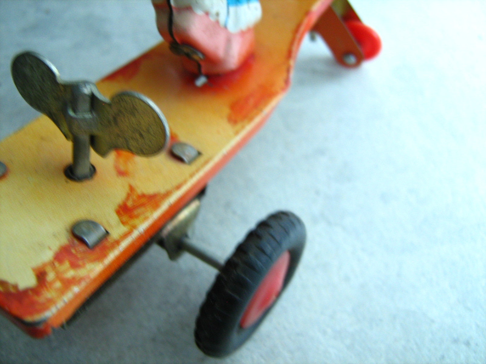 Vintage Old Tin Metal Clown on a Bike Wind up Key Toy - Works a Little ...