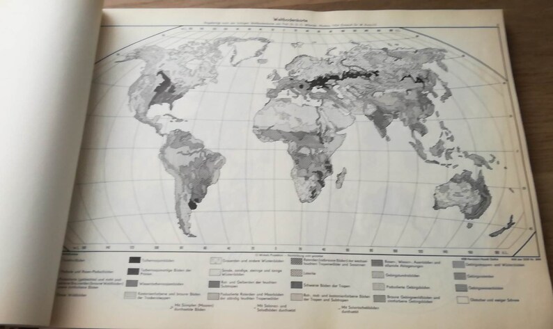 Vintage 1958 German Complete With Big Map Agriculture Economic World ...