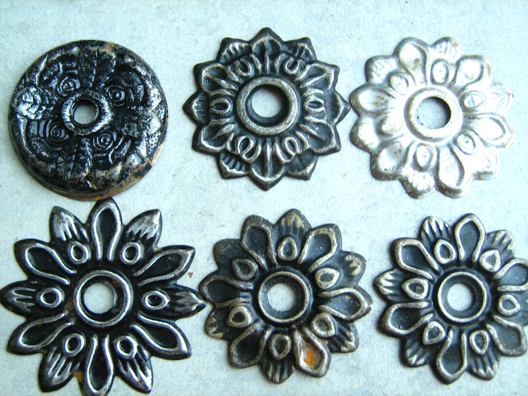 10 Metal Antique Silver-black Rosettes Different Sets 5-6 Cm - Etsy