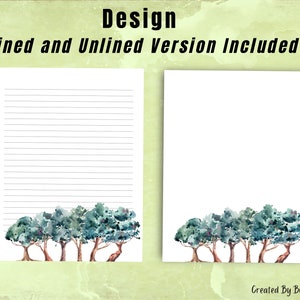 Trees Printable Stationary Paper Printable Note Paper - Etsy