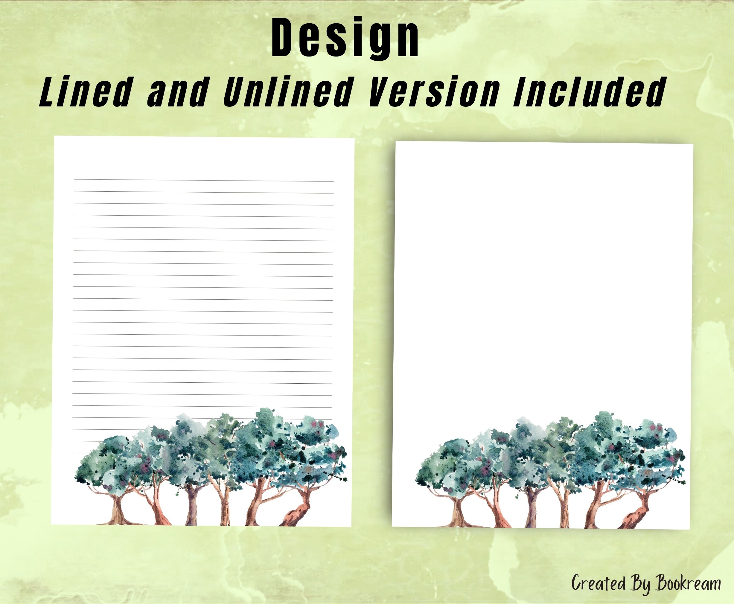 Trees Printable Stationary Paper Printable Note Paper | Etsy