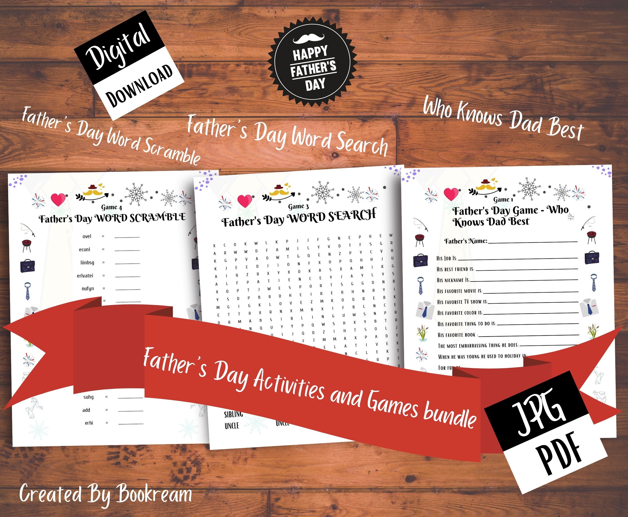Father's Day Activities and Games Bundle, Father's Day Keepsake Game ...