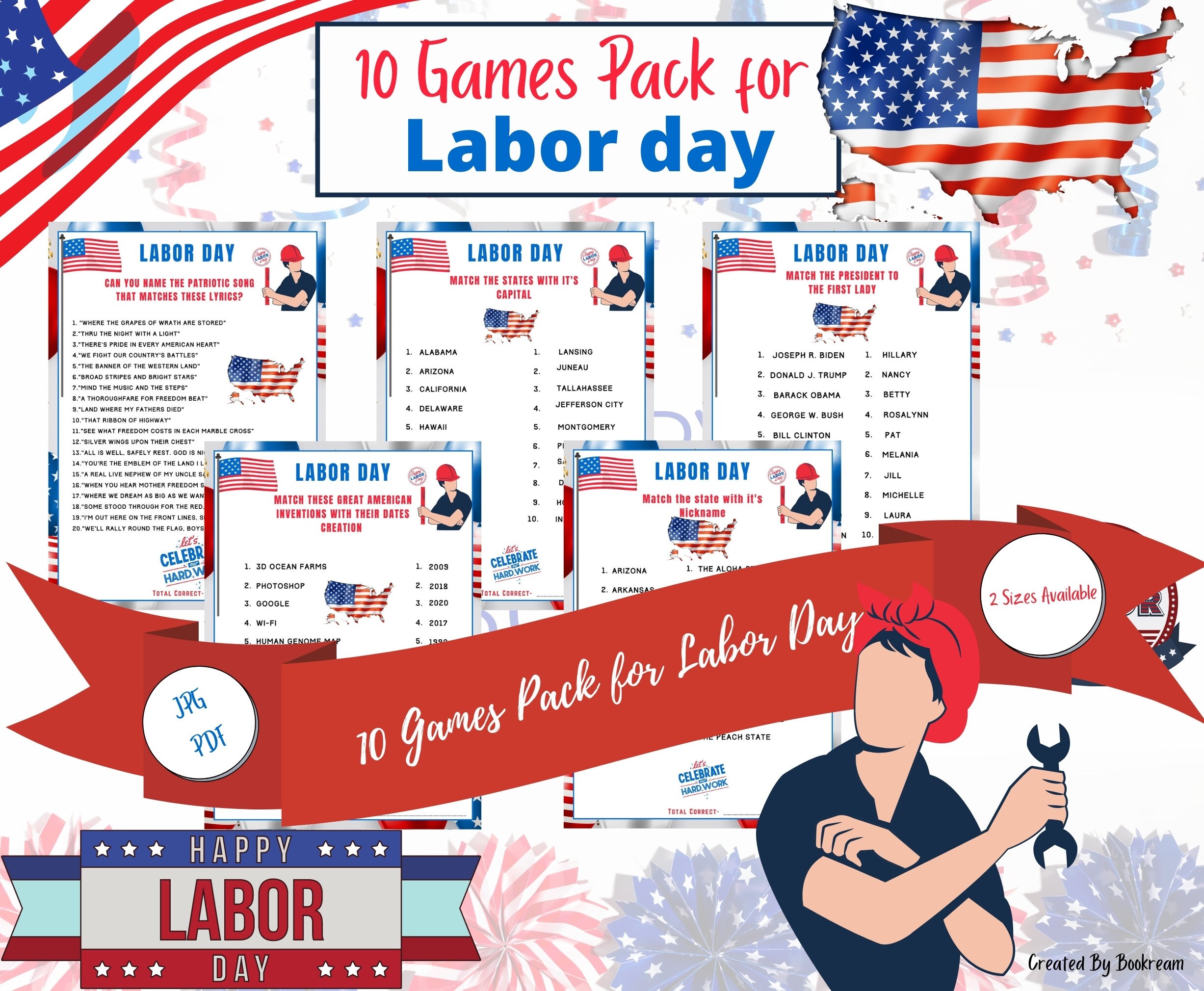 10 Labor Day Party Games BUNDLE Printable Labor Day Activity - Etsy