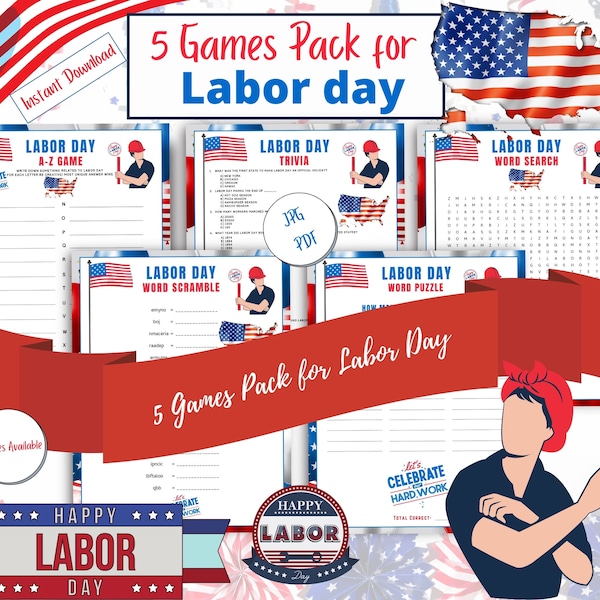 Labor Day Printable Games - Etsy