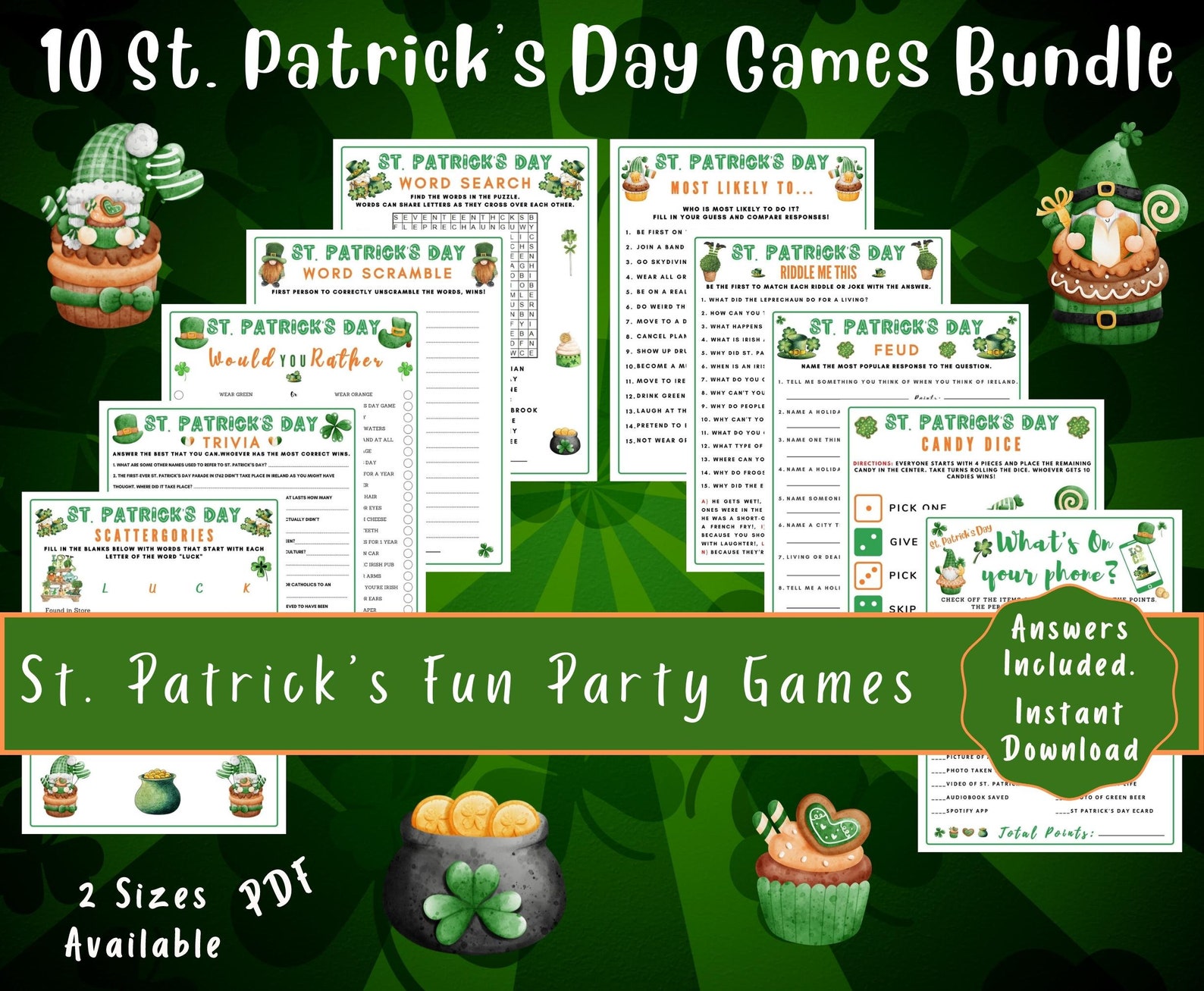 Printable 10 Game Bundle for St. Patricks Day Office Party - Etsy
