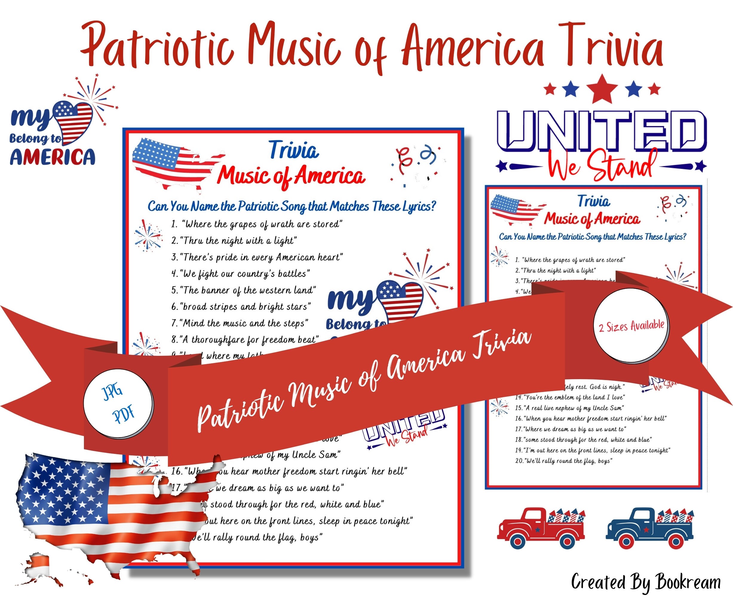 Patriotic Music of America Trivia Game Jeu de fête imprimable - Etsy France
