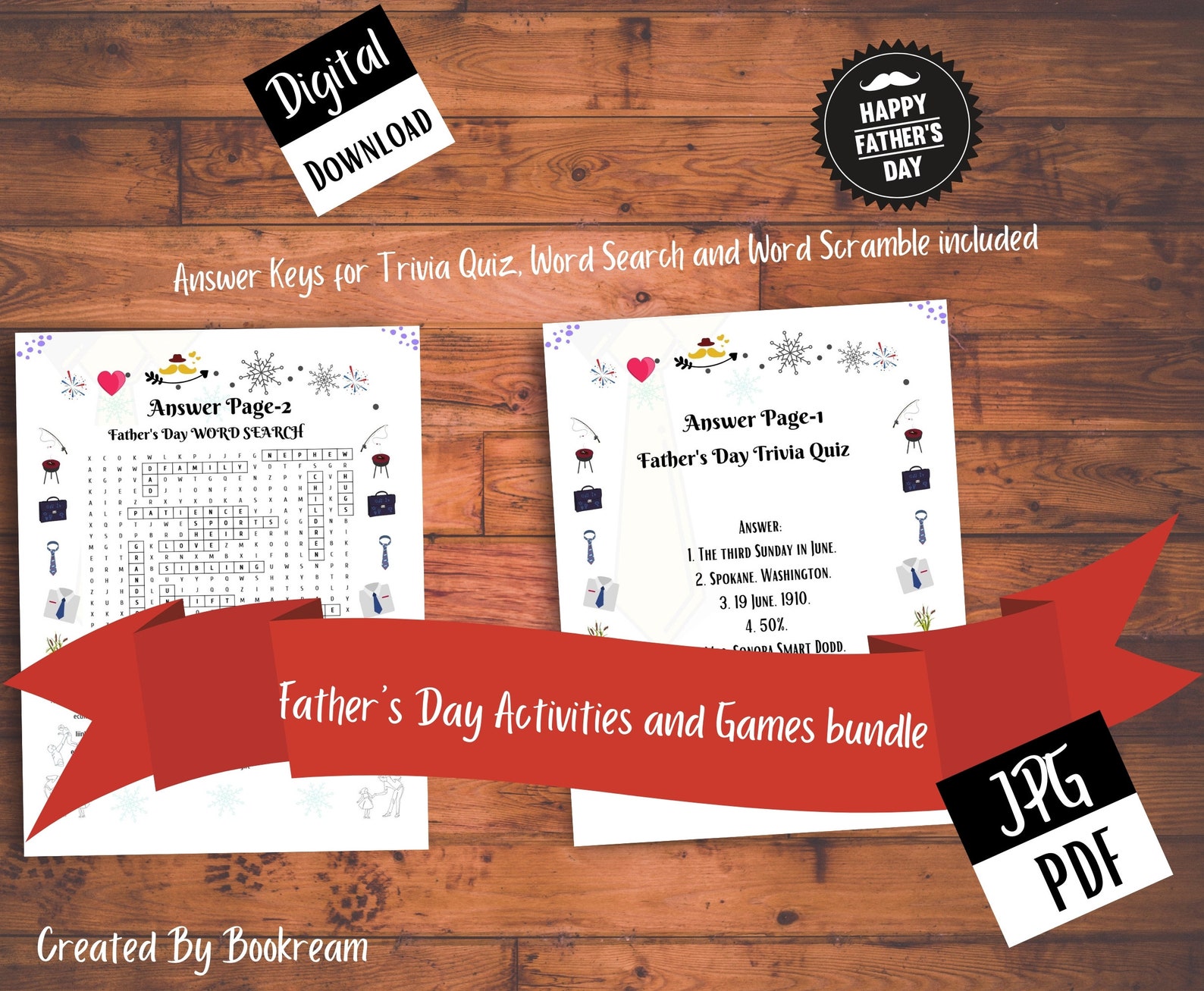 Father's Day Activities and Games Bundle, Father's Day Keepsake Game ...