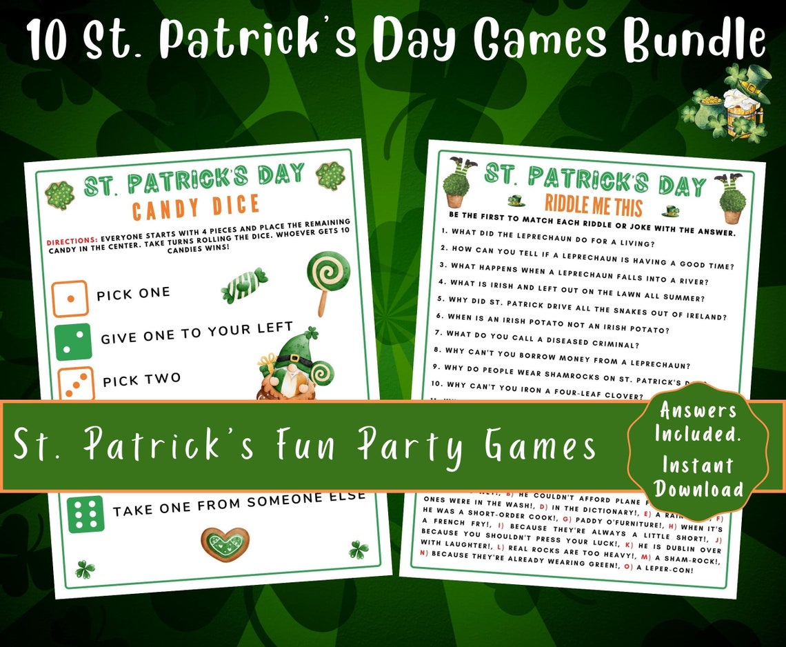Printable 10 Game Bundle for St. Patricks Day Office Party - Etsy