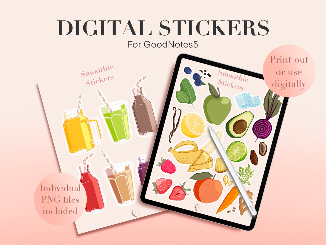STICKER SHEET Smoothies Digital and Printable Goodnotes Stickers ...