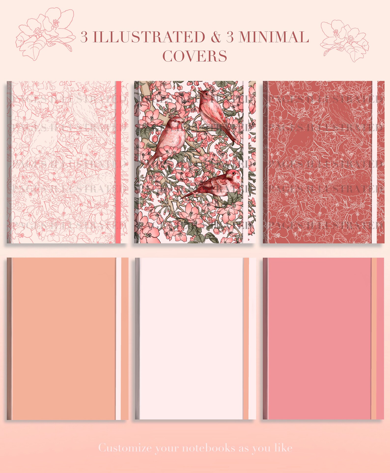 14 Tab DIGITAL NOTEBOOK for Goodnotes | HYPERLINKED | Pink Birds ...