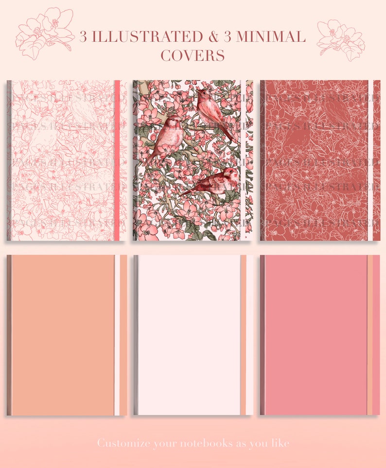 14 Tab DIGITAL NOTEBOOK for Goodnotes | HYPERLINKED | Pink Birds ...