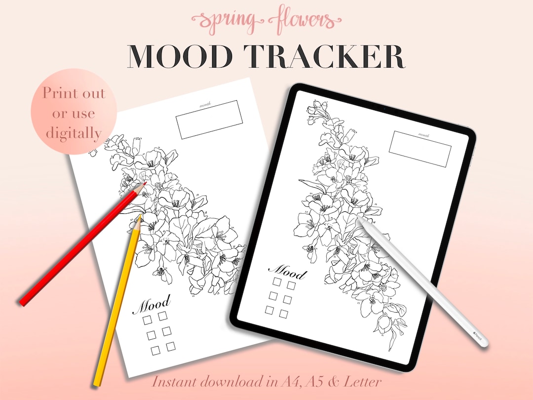 FLORAL MOOD TRACKER for Bullet Journal Digital Template - Etsy