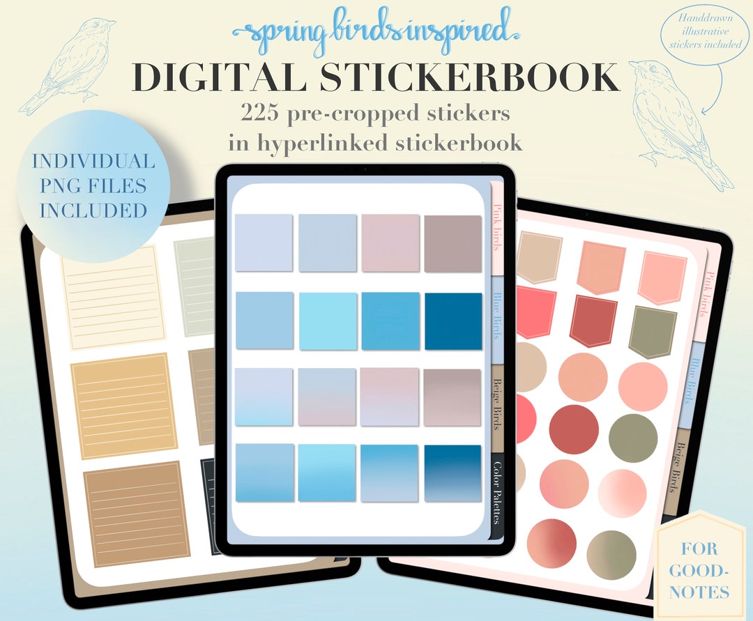 DIGITAL STICKER BOOK for Goodnotes 225 Pre-cropped Stickers for ...
