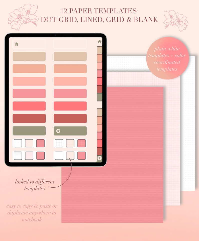 14 Tab DIGITAL NOTEBOOK for Goodnotes | HYPERLINKED | Pink Birds ...