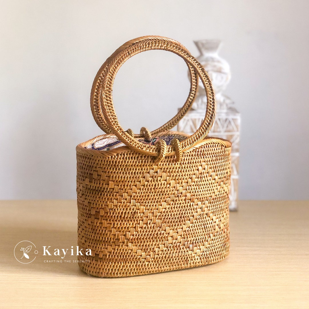 Handmade Rattan Top Handle Bag – Balinese Artisan Summer Purse - Etsy