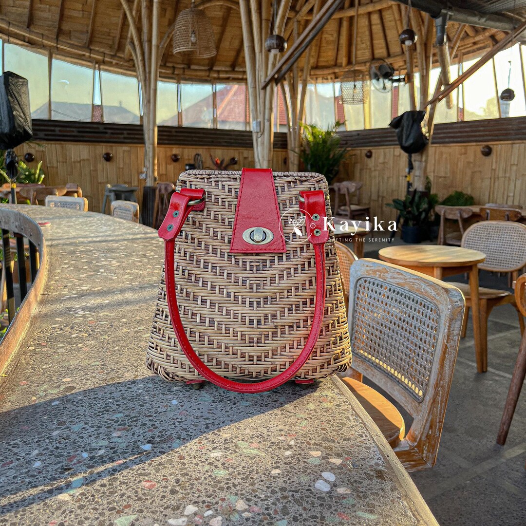 Anjali Bag, Balinese Bag, Summer Purse, Natural Rattan Cage Bag, Rattan ...