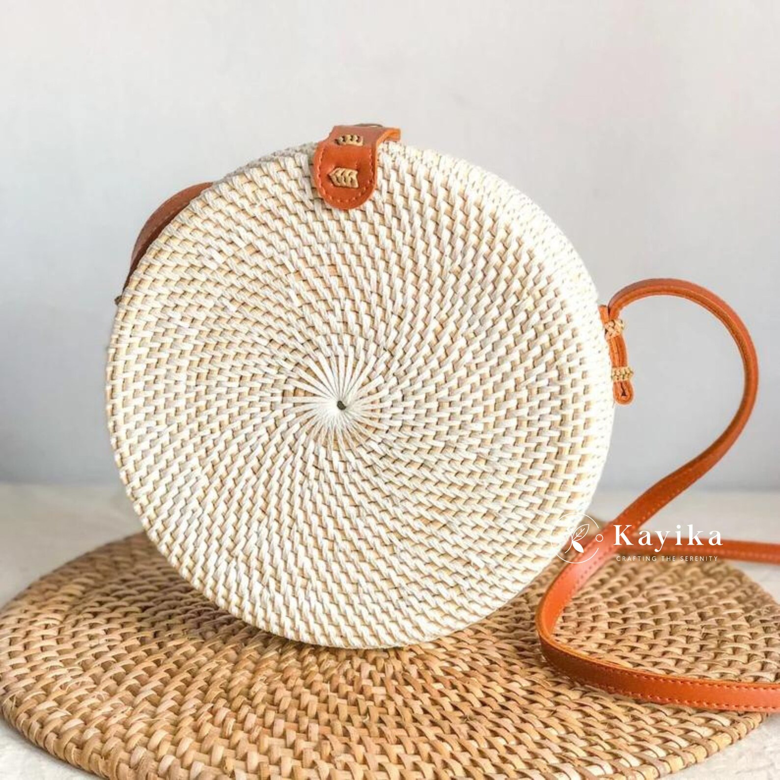 Round Rattan Bag Lombok Crafts Straw Sling Bags Woven - Etsy