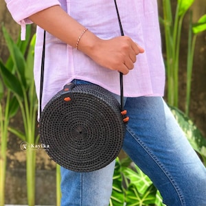 Round Rattan Bag Lombok Crafts, Straw Sling Bags, Woven Summer ...