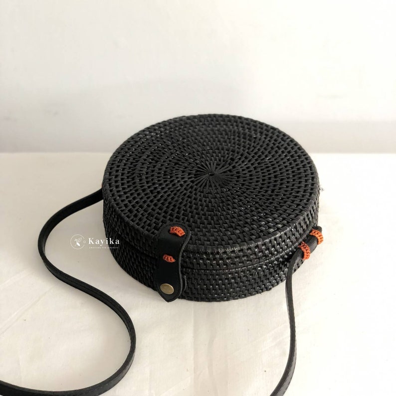 Round Rattan Bag Lombok Crafts Straw Sling Bags Woven - Etsy