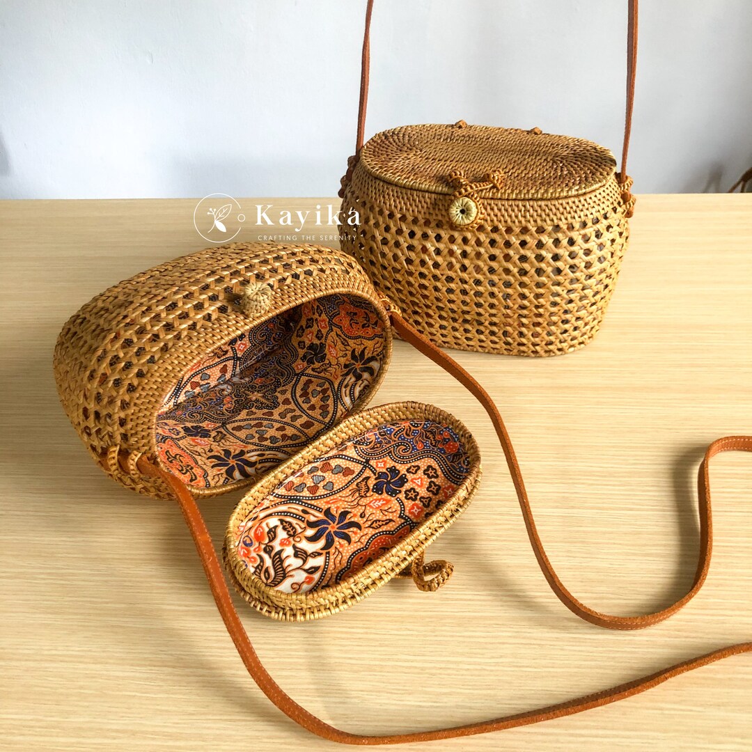 Rattan Jar Crossbody Bags, Balinese Bag, Traditional Purse, Bohemian ...