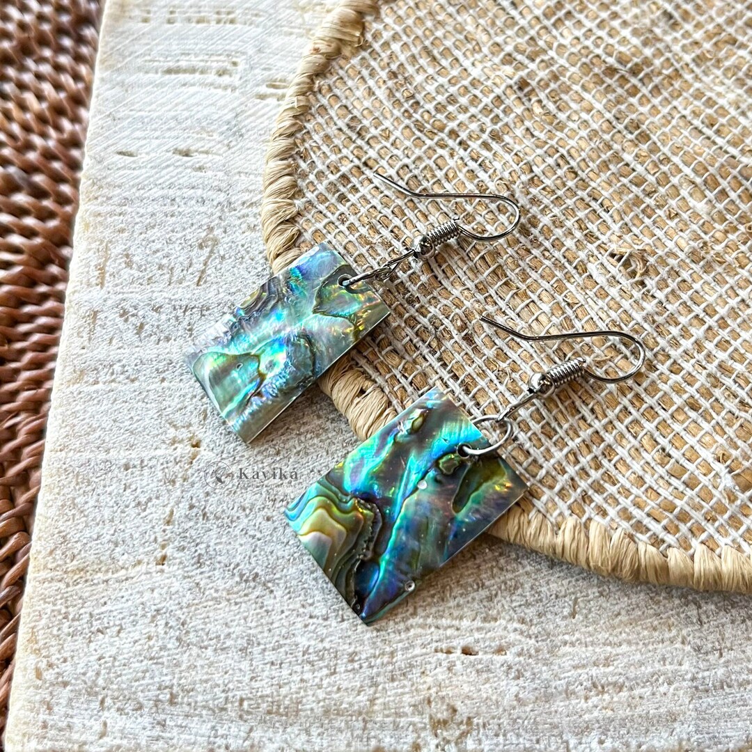 Abalone Rectangular Earrings, Boho Jewelry, Handmade Jewelry, Birthday Gift, Gift for Women ...