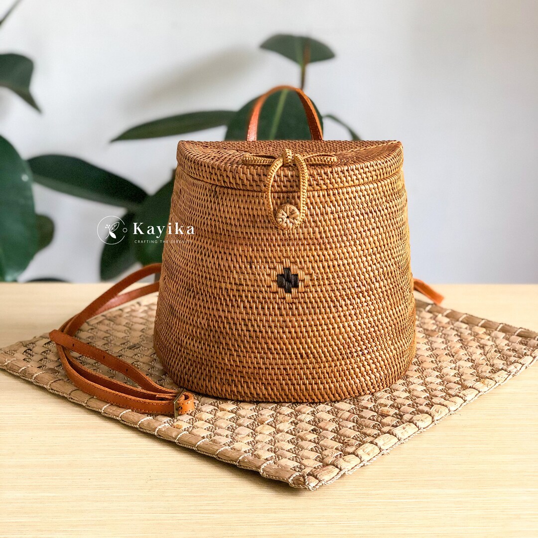 Rattan Backpack - Artisan Crafted in Bali, Summer Woven Straw Bag ...