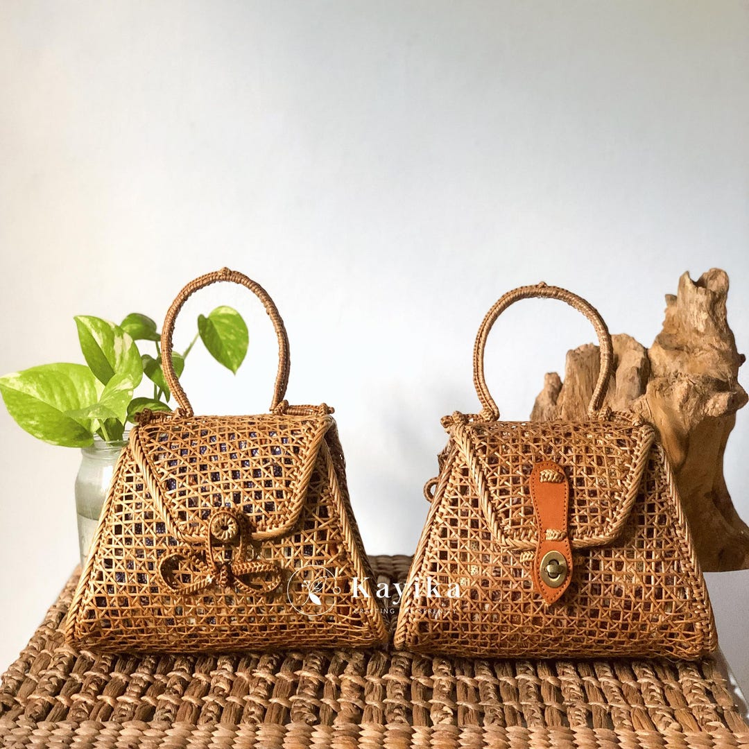 Handmade Woven Rattan Top Handle Bag, Balinese Ata Grass, Summer Bag - Etsy