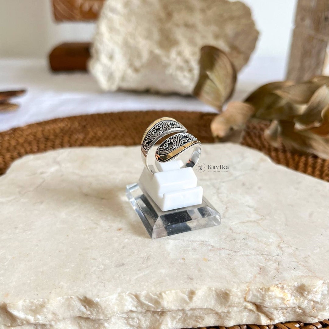 Balinese Sterling Silver Gold Plated Ring, Silver 925, Balinese ...