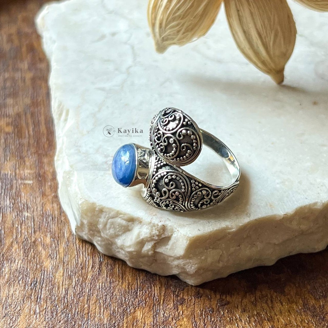 Balinese Sterling Silver Natural Gemstone Ring, Silver 925 Bali ...