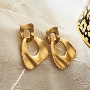 Luxury 14K Gold Filled Geometric Dangle Stud Earrings Gold | Etsy