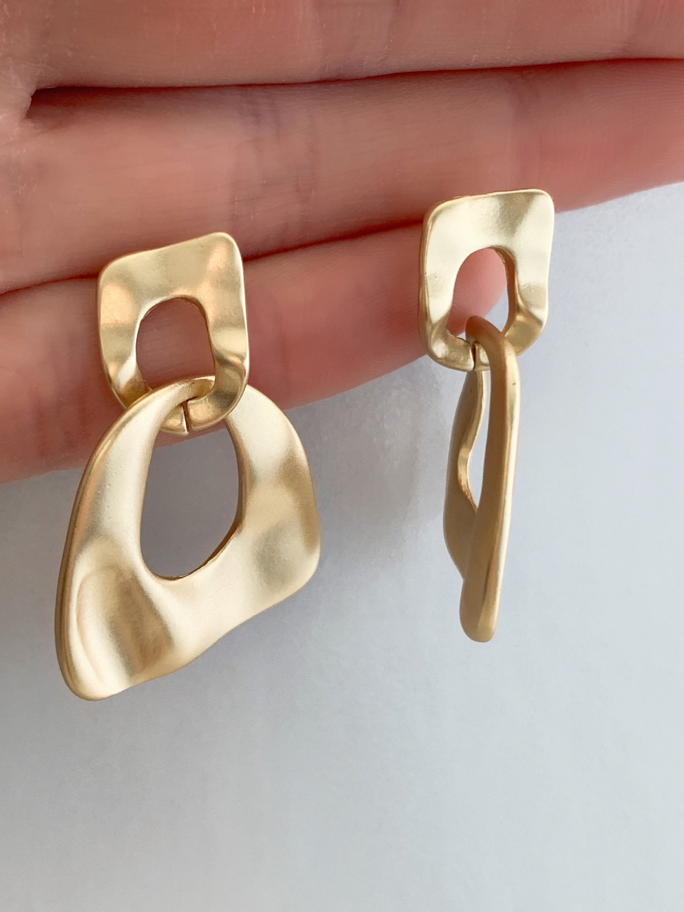 Luxury 14K Gold Filled Geometric Dangle Stud Earrings Gold | Etsy