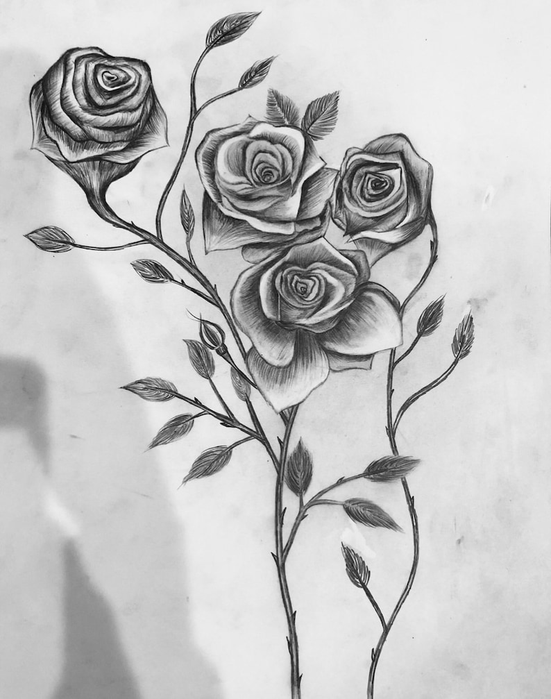 Graphite Rose Artwork - Etsy