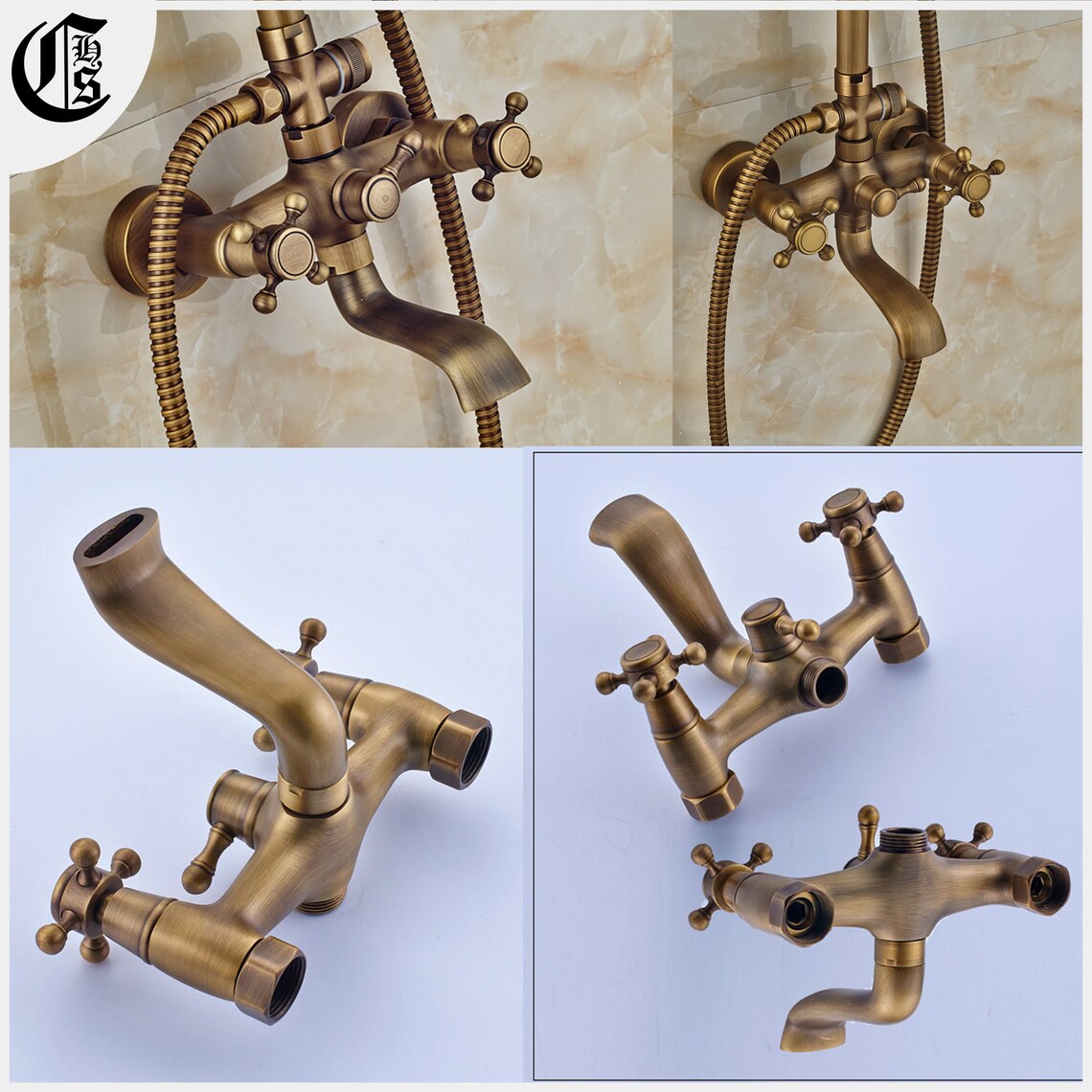 47 Antique Brass Shower Set Beautiful Vintage Old - Etsy