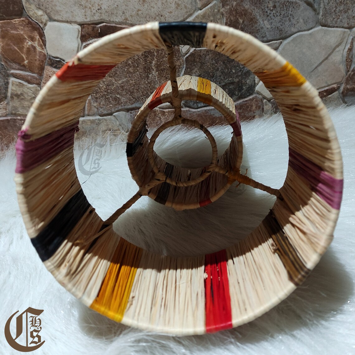 Handmade Raffia Lamp Shade Rattan Table Lamp H30cm X W25cm 11.8x9.8 ...