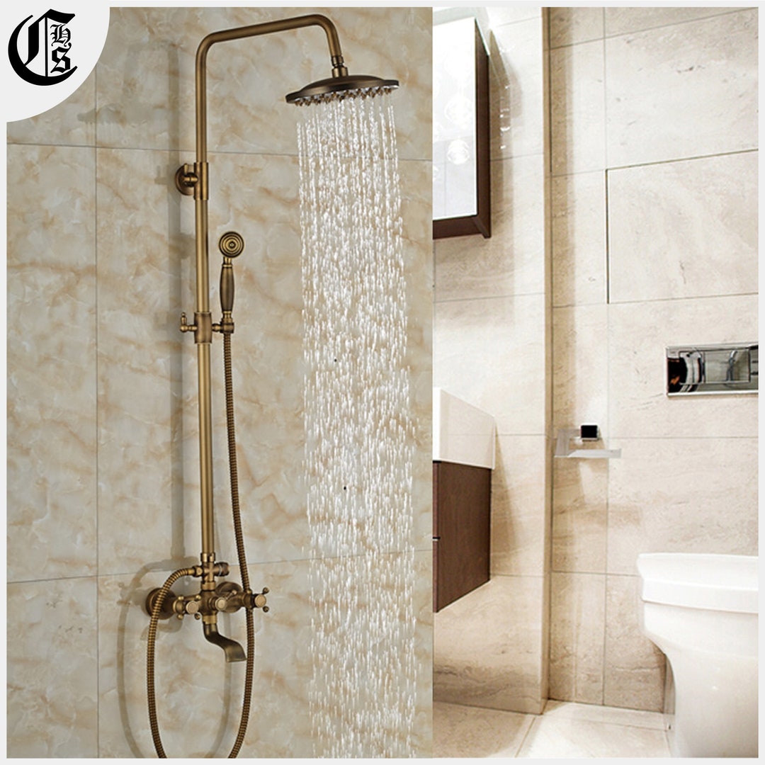 47 Antique Brass Shower Set Beautiful Vintage Old Brass Handmade Dual ...