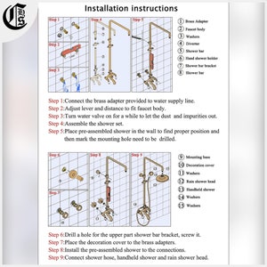 47"+ Antique Brass Shower Set - Beautiful Vintage Old Brass Handmade ...