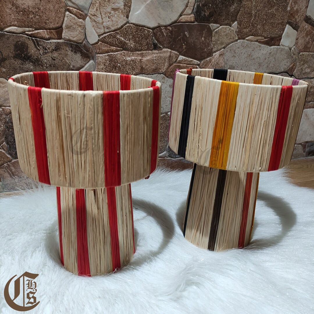 Handmade Raffia Lamp Shade | Rattan Table Lamp - H30cm X W25cm (11.8"x9.8") - Natural Elegance ...