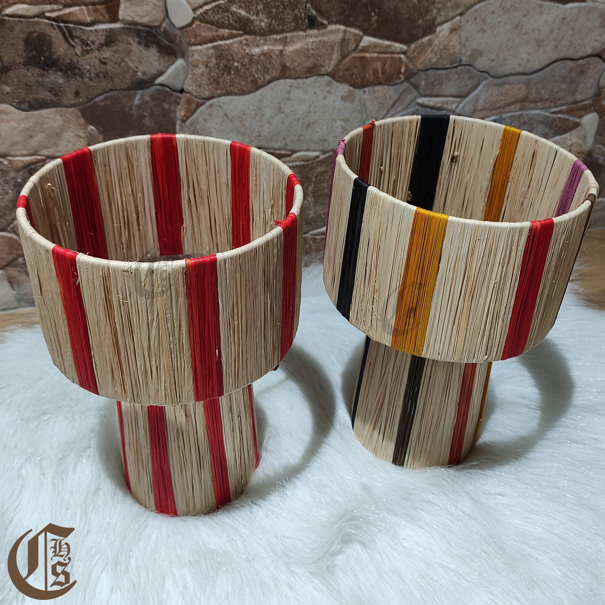 Handmade Raffia Lamp Shade Rattan Table Lamp H30cm X W25cm 11.8x9.8 Natural Elegance, Eco ...