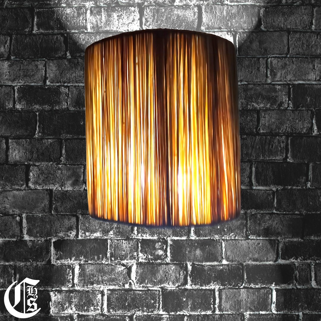 Natural Straw Sconce Lamp With Elegant Raffia Lamps Lampshades Rustic ...