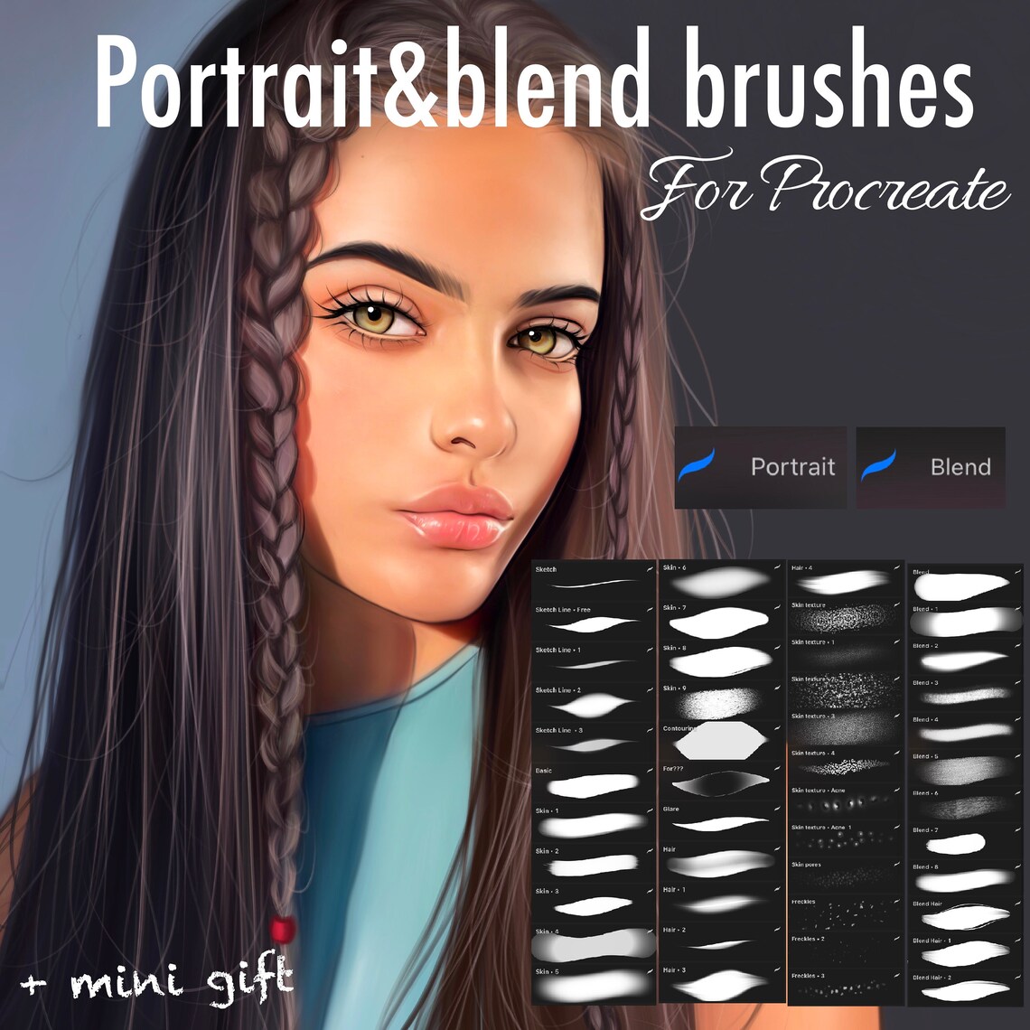 Portrait & Blend Brushes for Procreate - Etsy