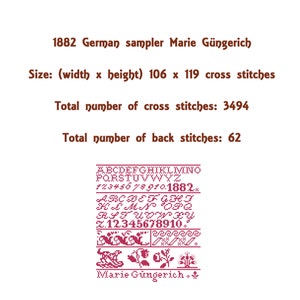 1882 Marie Güngerich Swiss Red Alphabet Reproduction Sampler PDF ...