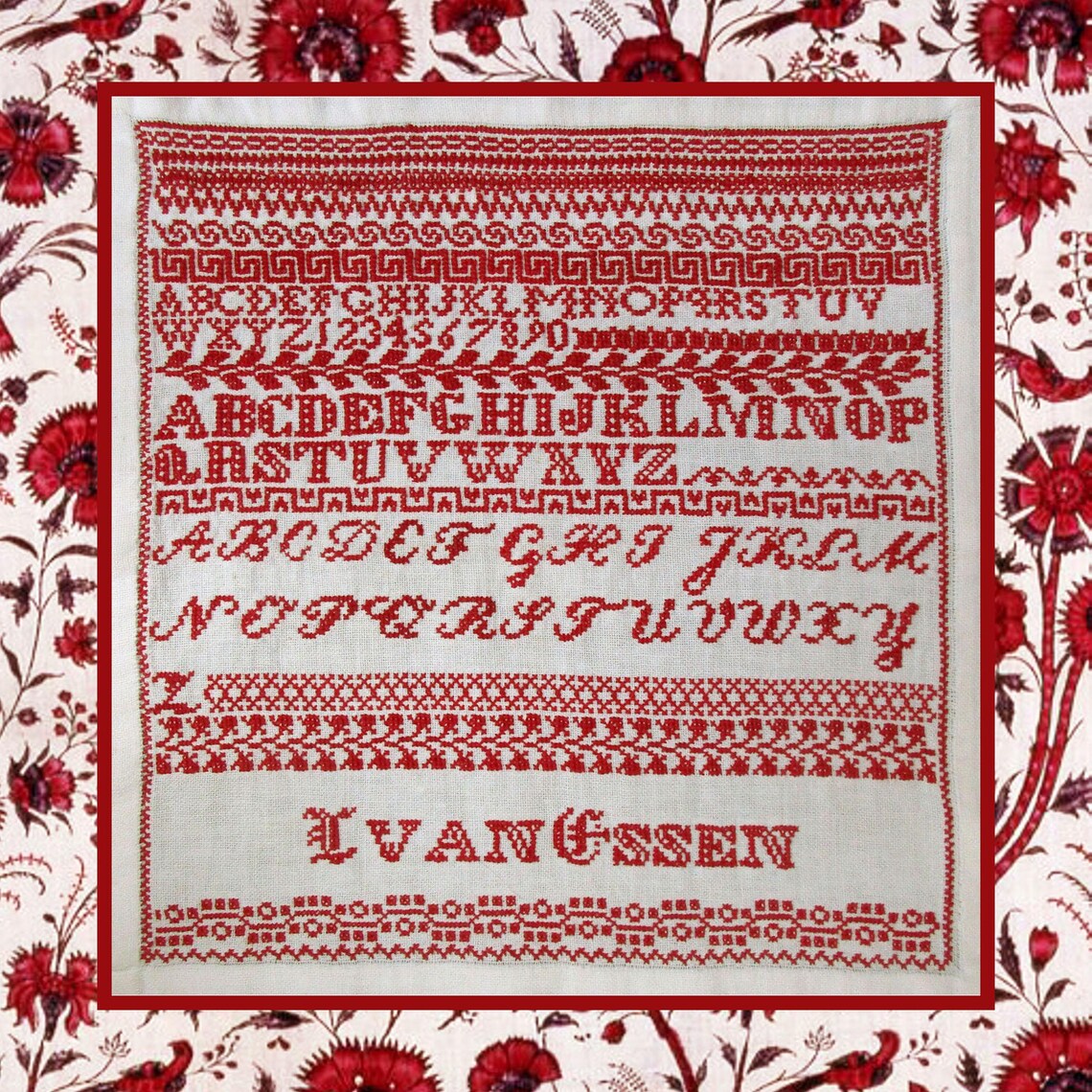 Circa 1900 L Van Essen Dutch Red Alphabet Reproduction Sampler PDF ...