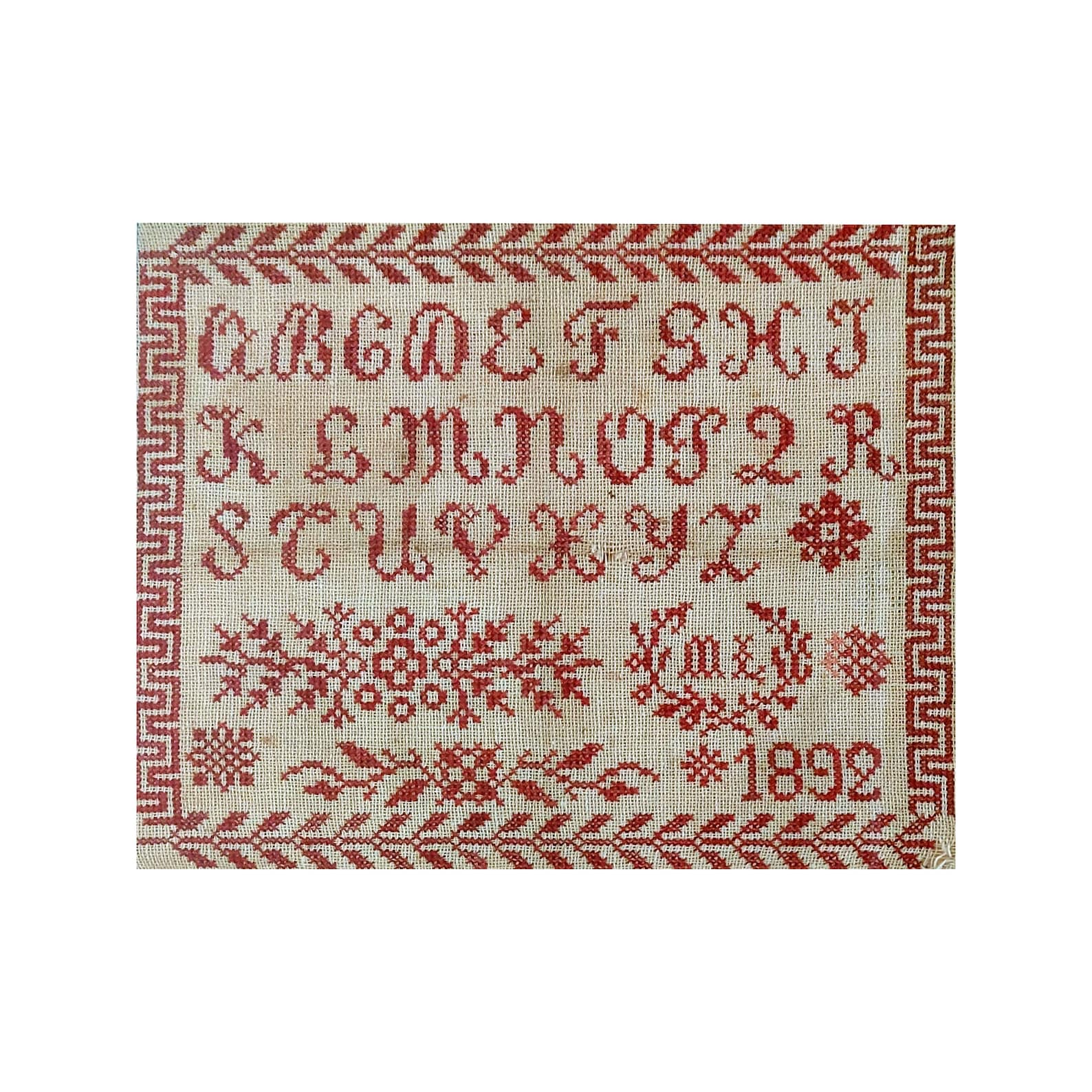 1892 M L French Red Alphabet Reproduction Sampler PDF Downloadable ...